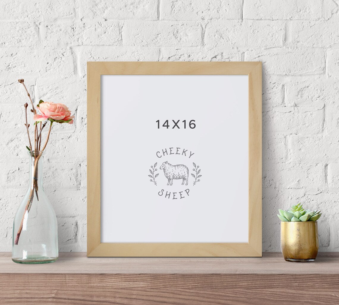 14x16 Natural Wood Frame – Cheeky Sheep