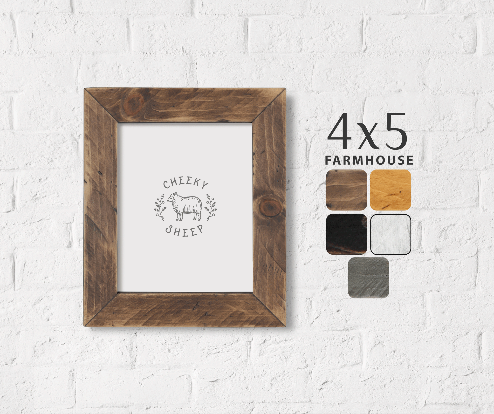 4x5 Farmhouse Style Wood Frame Cheeky Sheep