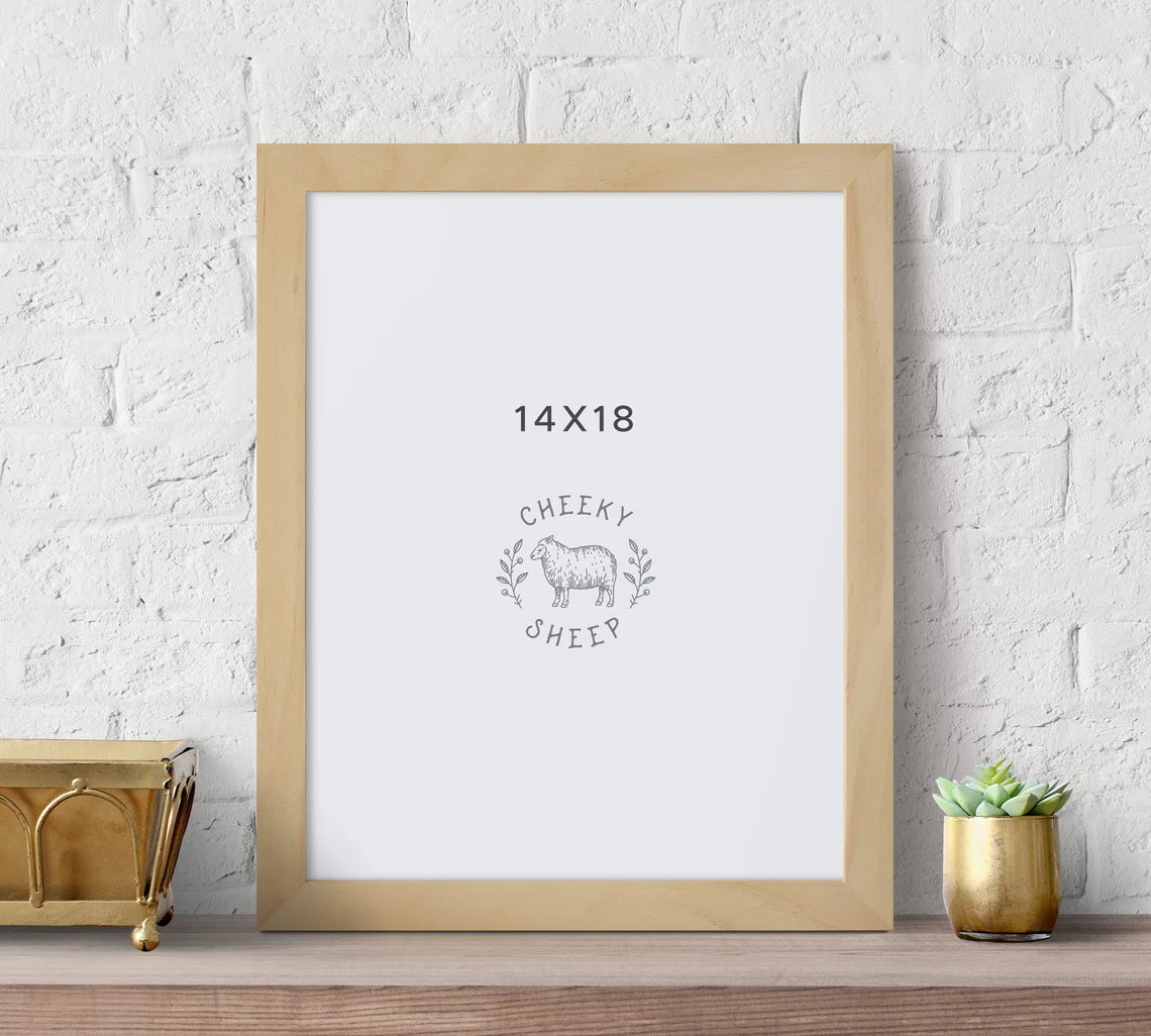 14x18 Natural Wood Frame – Cheeky Sheep